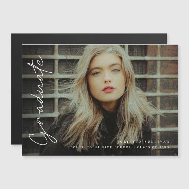 Simple Script Photo Graduation Announcement | Zazzle