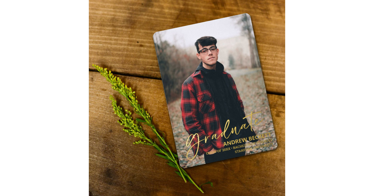 Simple Script Photo Graduation Announcement | Zazzle