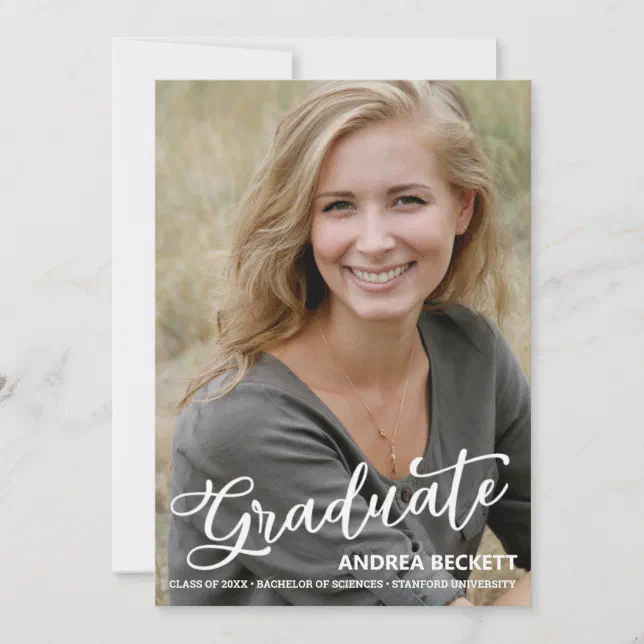 Simple Script Photo Graduation Announcement | Zazzle