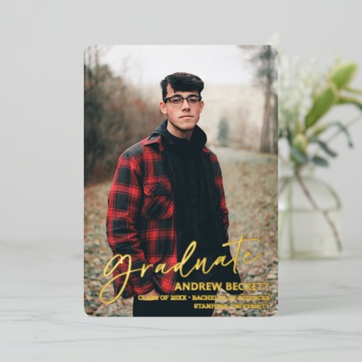 Simple Script Photo Graduation Announcement | Zazzle