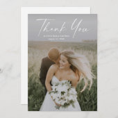 Simple Script Photo Wedding Thank You Card | Zazzle
