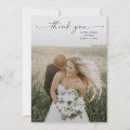 Simple Script Photo Wedding Thank You Card | Zazzle