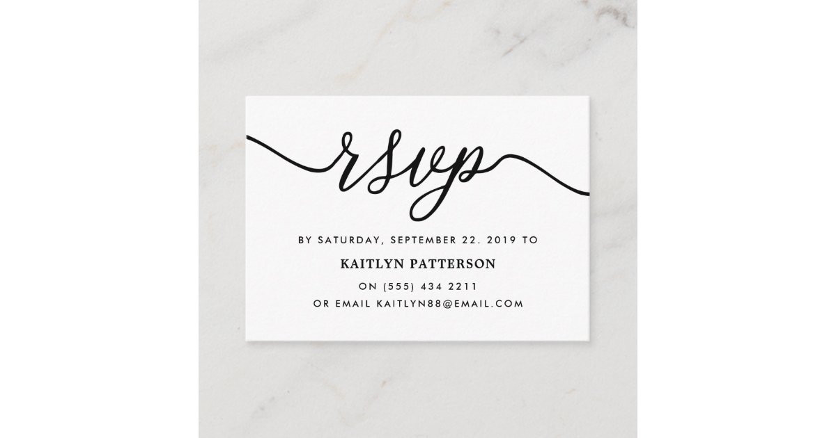 Simple Script RSVP Enclosure Card | Zazzle