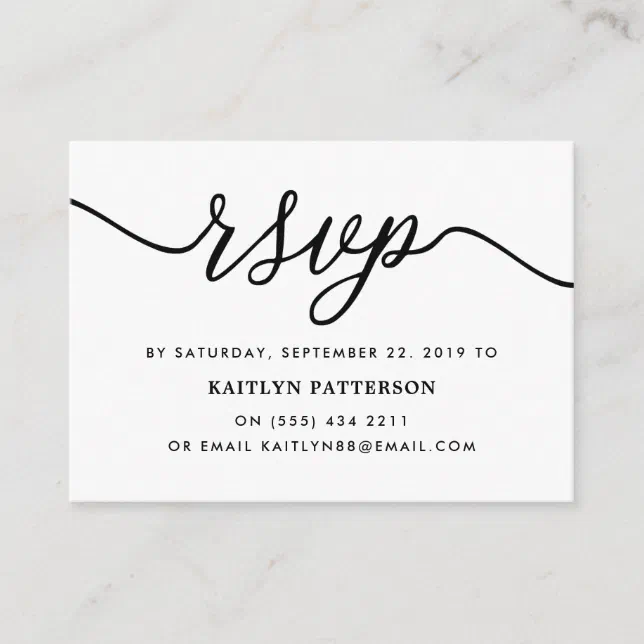 Simple Script RSVP Enclosure Card | Zazzle