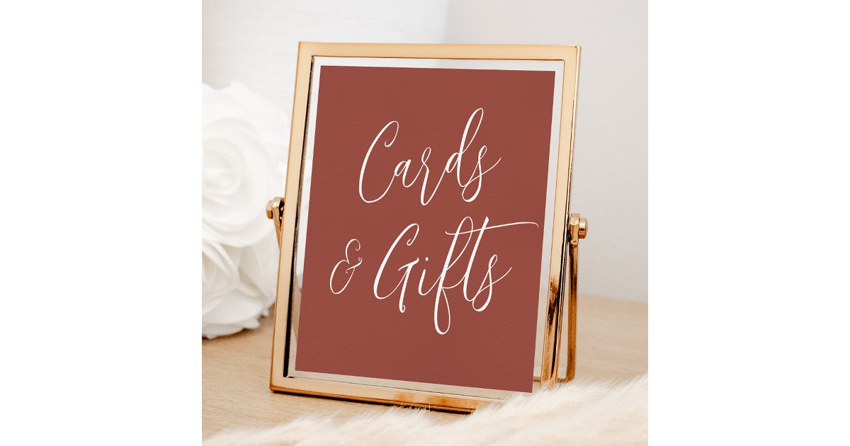 Simple Script Rust Wedding Cards and Gifts Sign | Zazzle