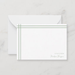 Simple Script Sage Green 2 Side Double Border Note Card | Zazzle