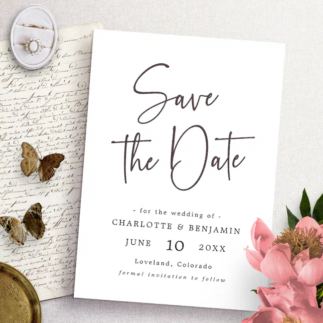 Simple Script Save The Date | Zazzle