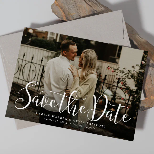Simple script save the date magnetic invitation | Zazzle