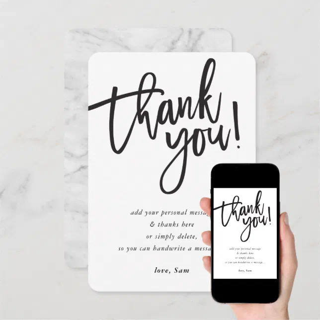 SIMPLE SCRIPT thank you note plain black lettering Invitation | Zazzle