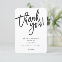 SIMPLE SCRIPT thank you note plain black lettering Invitation | Zazzle