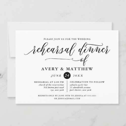 Simple Script Typography | Rehearsal Dinner Invitation | Zazzle