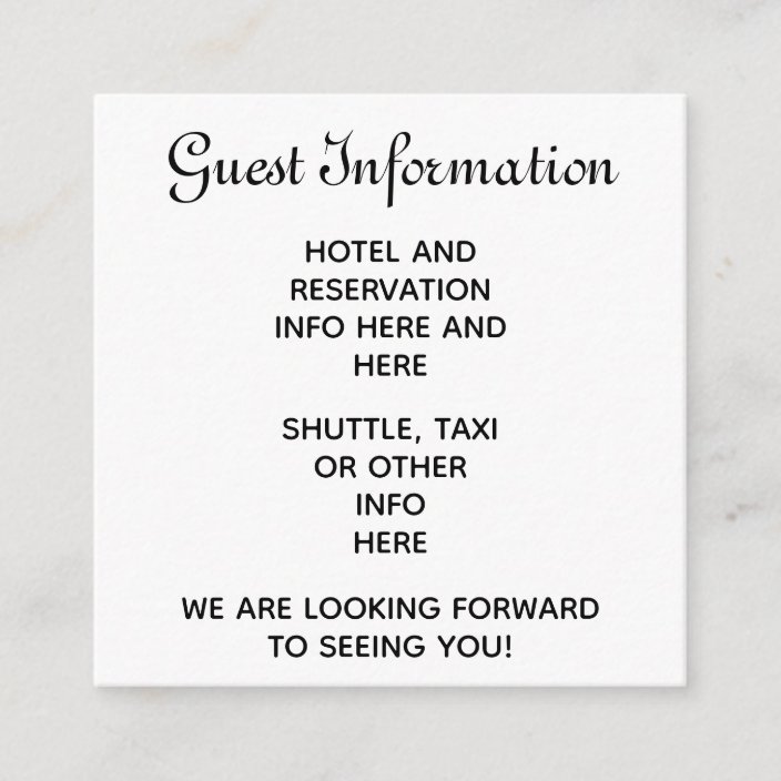 Simple script wedding guests reservations info enclosure card | Zazzle.com