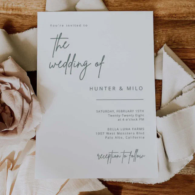 Simple Script Wedding Invitation Announcement Card | Zazzle