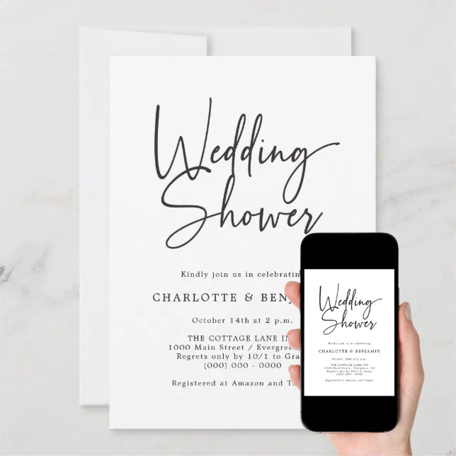 Simple Script Wedding Shower Invitation | Zazzle