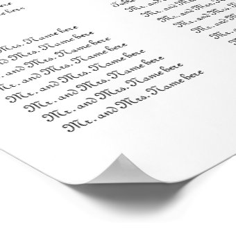 Simple script wedding table seating elegant poster | Zazzle