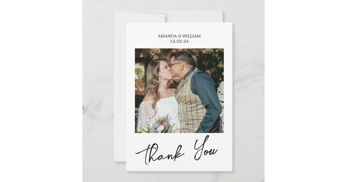 Simple Script Wedding Thank You Card | Zazzle