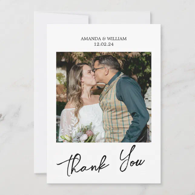 Simple Script Wedding Thank You Card | Zazzle