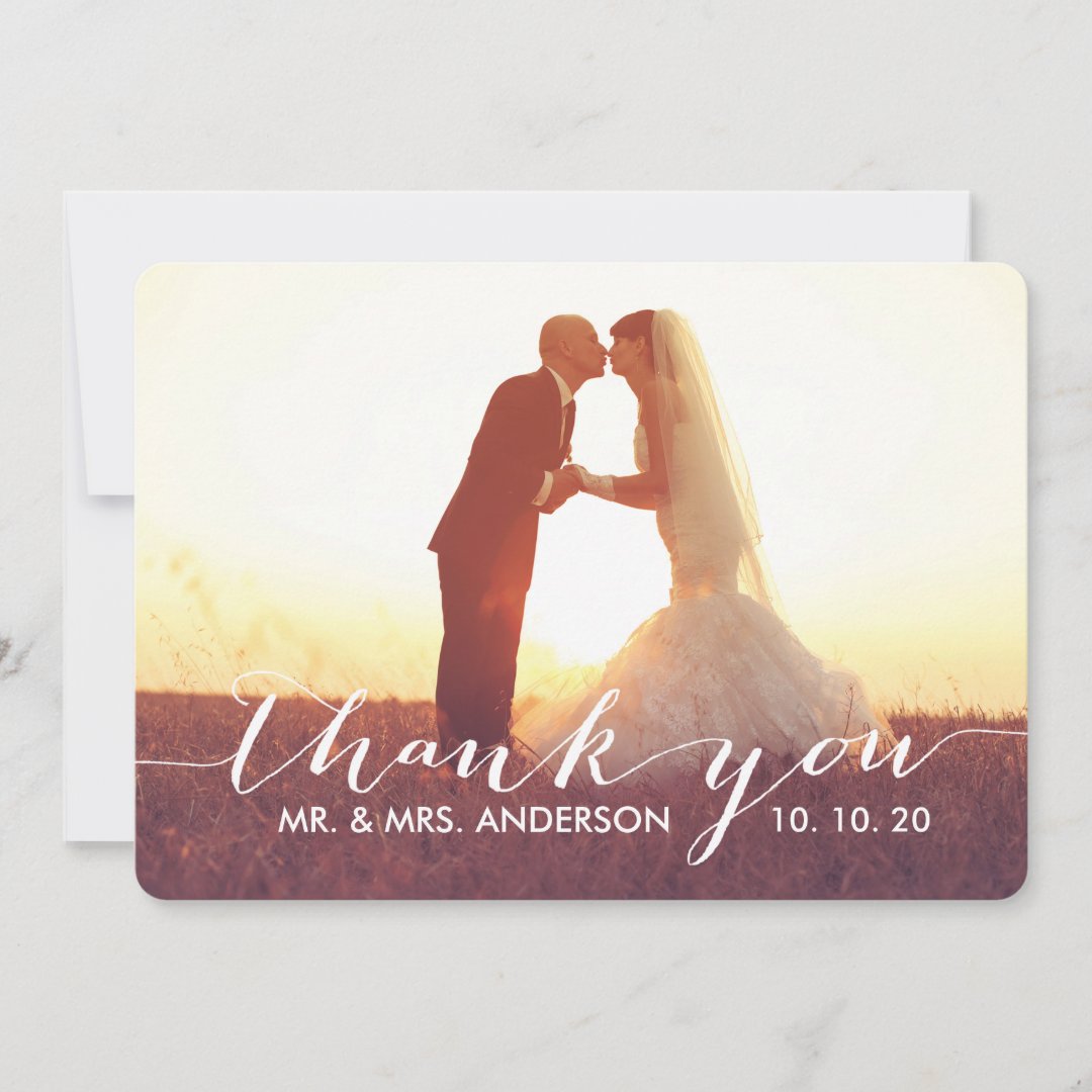 Simple Script Wedding Thank You Cards | Zazzle