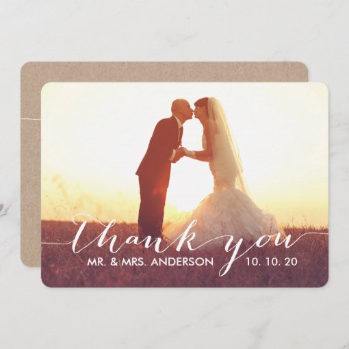 Simple Script Wedding Thank You Cards | Zazzle