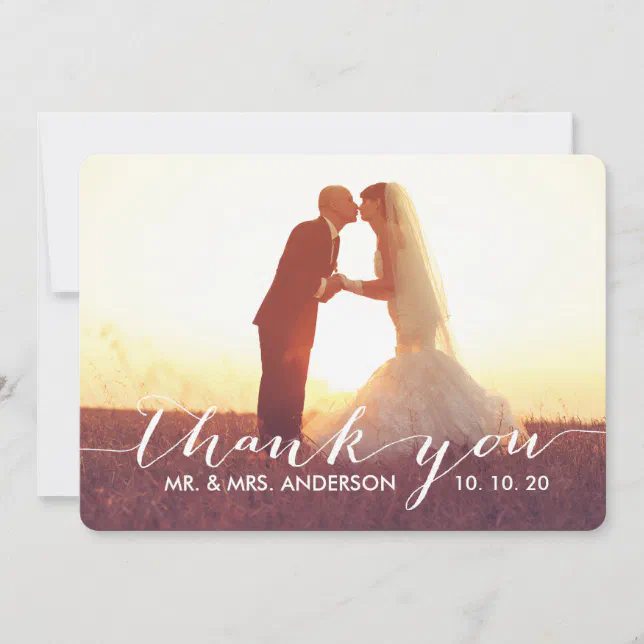 Simple Script Wedding Thank You Cards | Zazzle