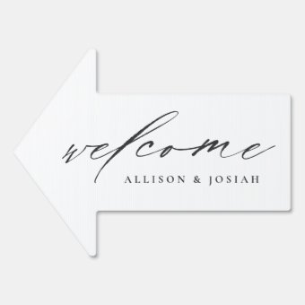 Simple Script Wedding Welcome Arrow Sign | Zazzle
