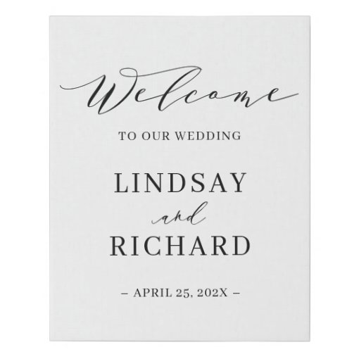 Simple Script Wedding Welcome Sign Canvas | Zazzle