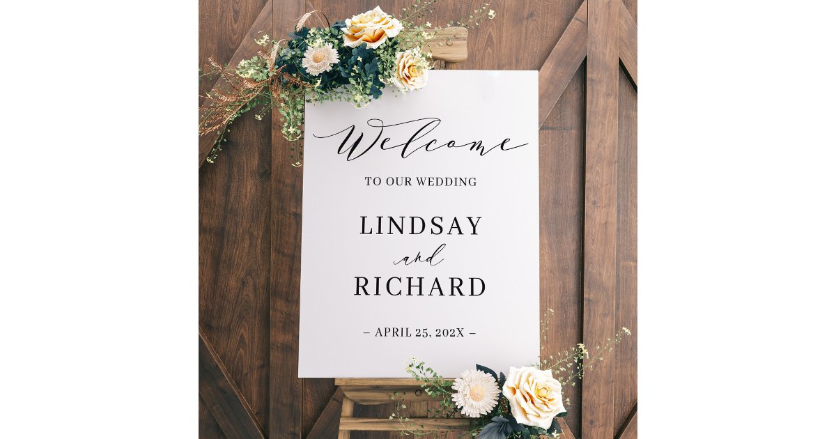 Simple Script Wedding Welcome Sign Canvas | Zazzle