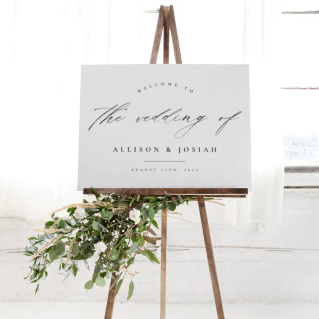 Simple Script White Budget Wedding Welcome Poster | Zazzle