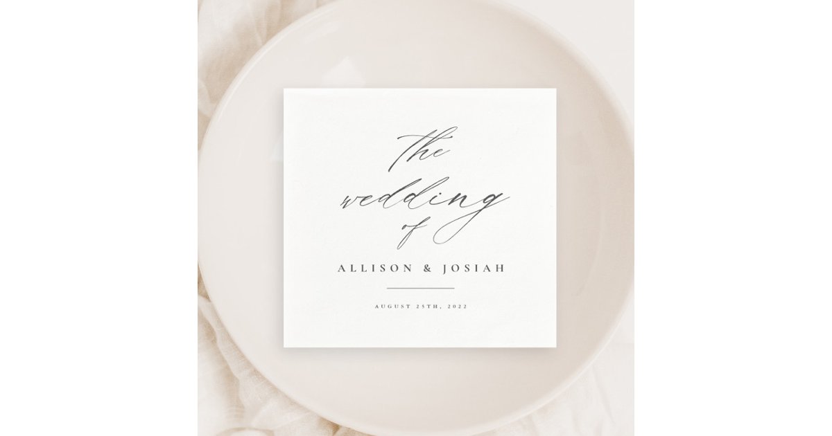 Simple Script White Wedding Napkins | Zazzle