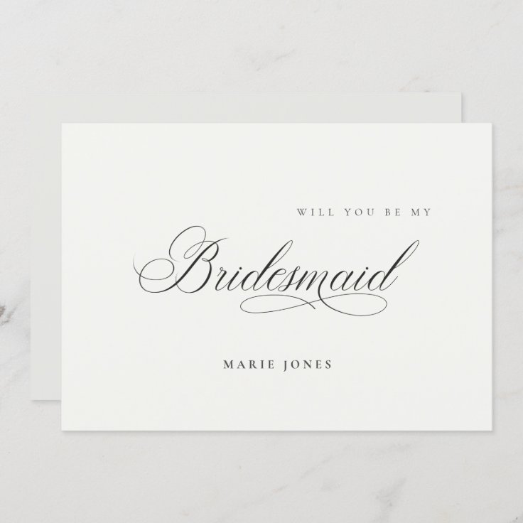 Simple Script Will you be my Bridesmaid Card | Zazzle