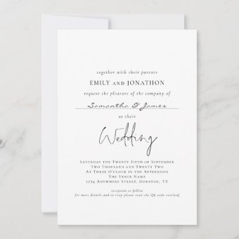 Simple Script With Guest Names QR Code Wedding Invitation | Zazzle