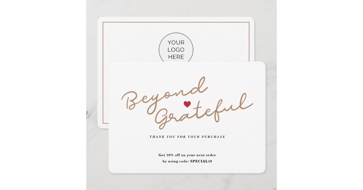 Simple Script with Heart - Business Thank You Card | Zazzle
