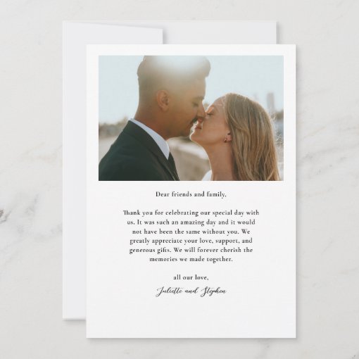 Simple Script with Heart Photo Wedding Thank You Card | Zazzle