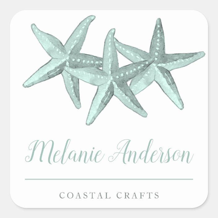 Simple Seaglass Watercolor Starfish Coastal Crafts Square Sticker ...