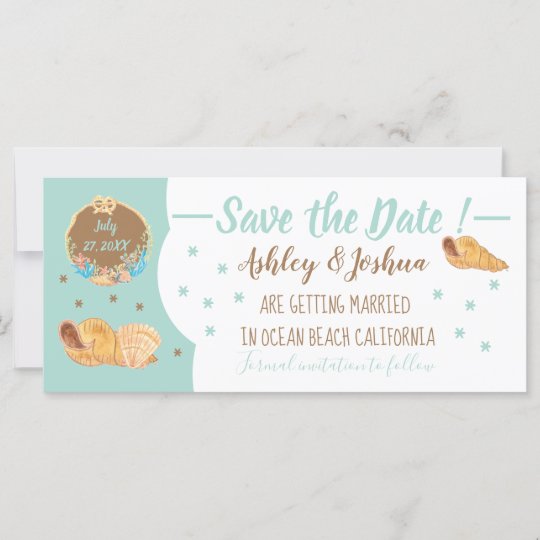 Simple Seashells Beach Save the Date Card | Zazzle.com