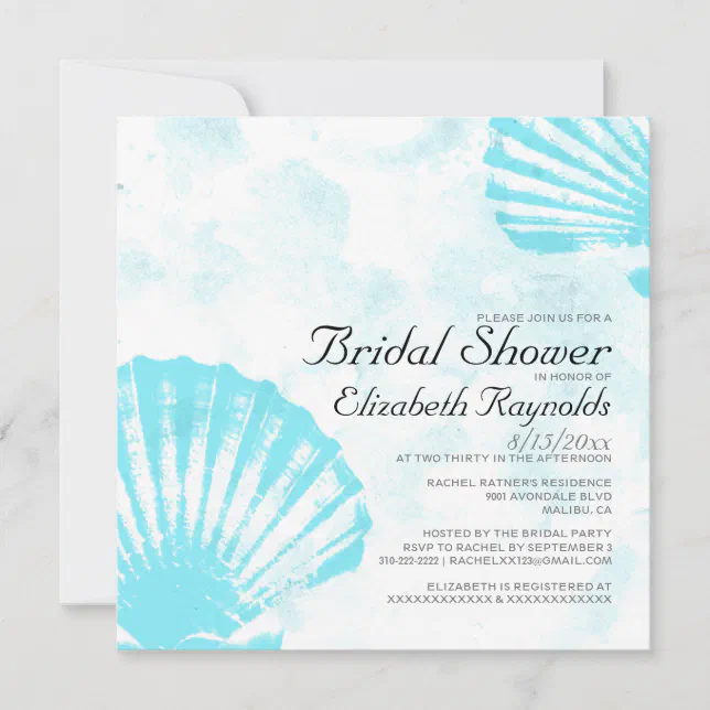 Simple Seashells Destination Bridal Shower Invite | Zazzle