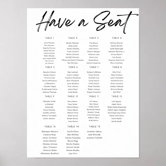 Simple Seating Chart | Zazzle