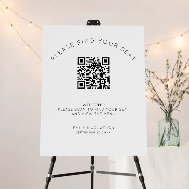 Simple Seating Chart with QR Code Sign | Zazzle