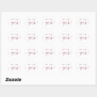 Simple She Said Yes Engagement Sticker | Zazzle