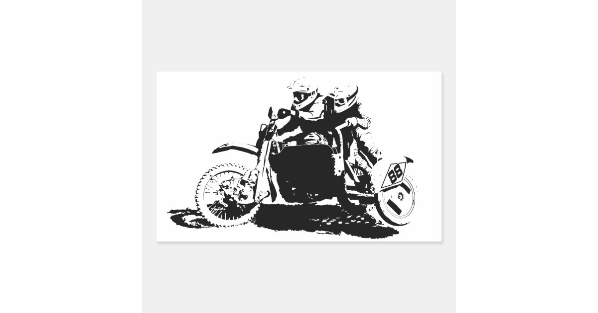 Simple Sidecarcross Design Rectangular Sticker | Zazzle