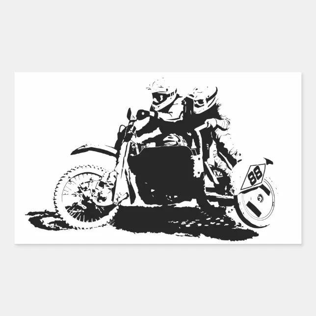 Simple Sidecarcross Design Rectangular Sticker | Zazzle