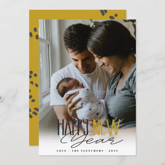 Simple Signature Script Happy New Year Holiday Card | Zazzle