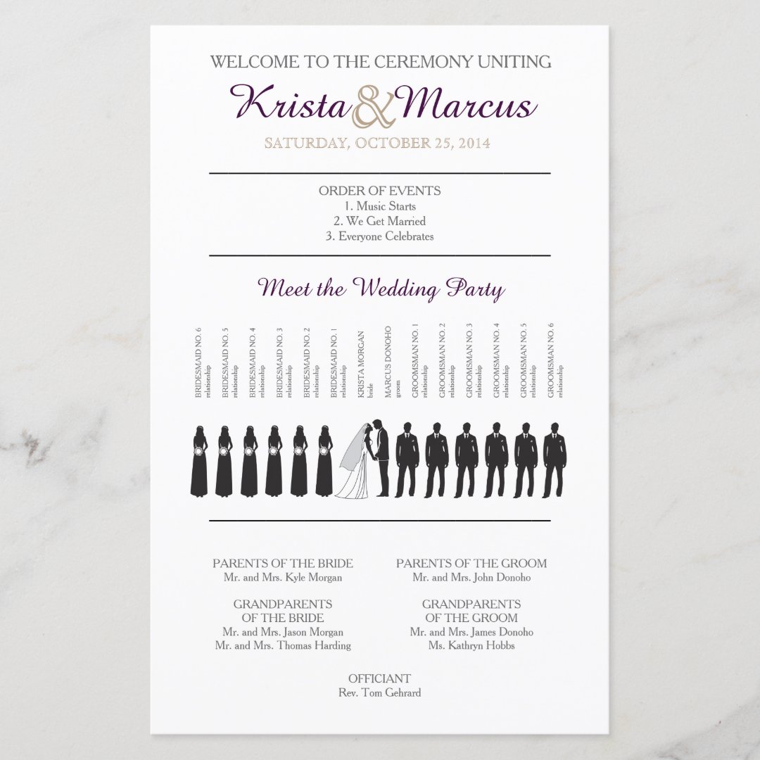 Simple Silhouettes Wedding Program | Zazzle