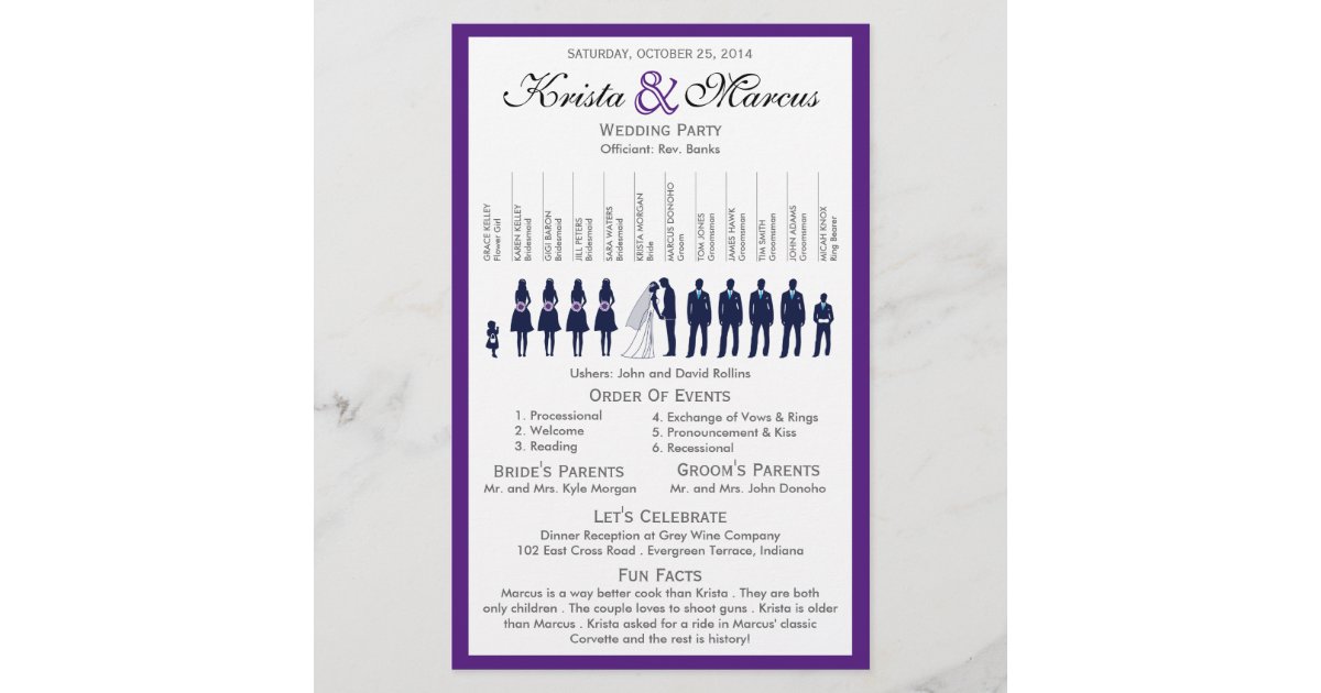 Simple Silhouettes Wedding Program Flyer | Zazzle