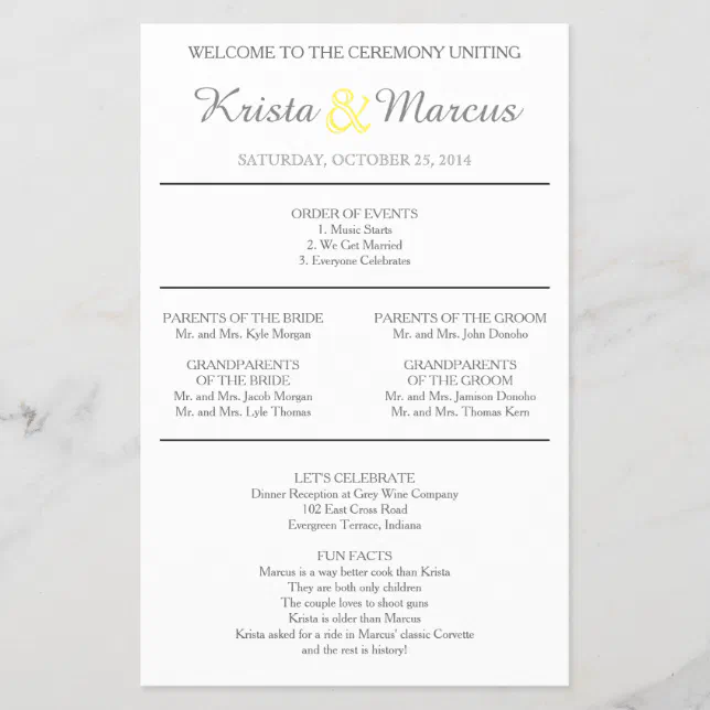Simple Silhouettes Wedding Program Flyer | Zazzle