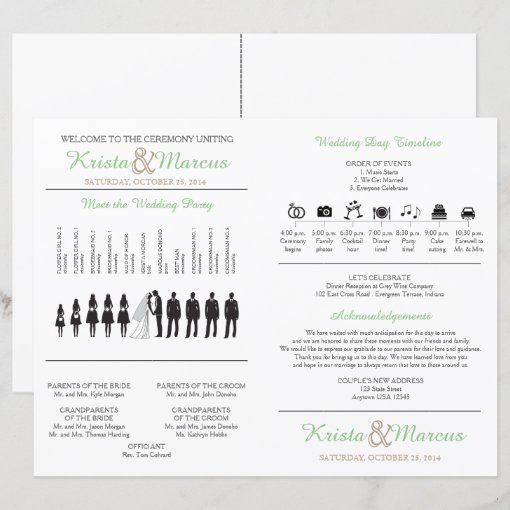 Simple Silhouettes Wedding Program Flyer | Zazzle