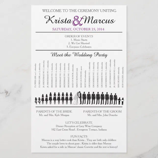 Simple Silhouettes Wedding Program Flyer-11 | Zazzle