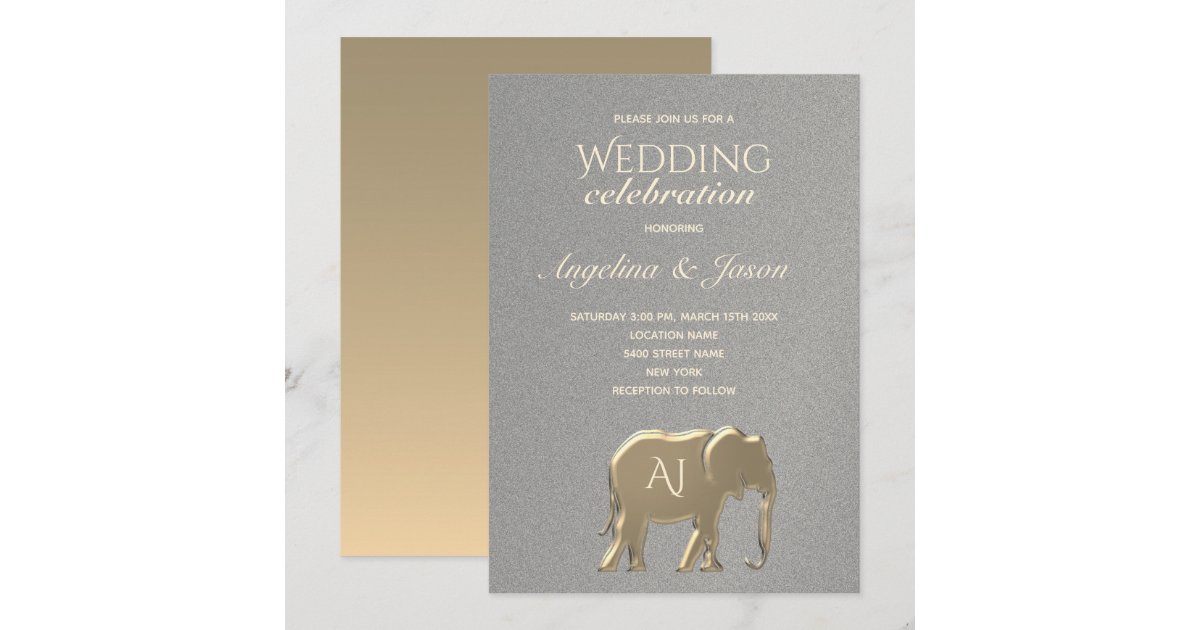 Simple Silver and Gold Wedding Invitation | Zazzle