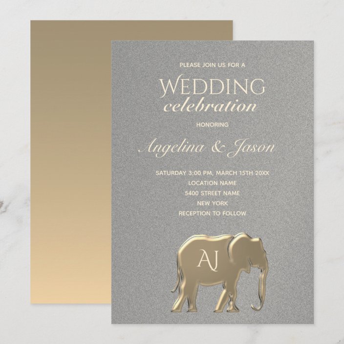 Simple Silver and Gold Wedding Invitation | Zazzle