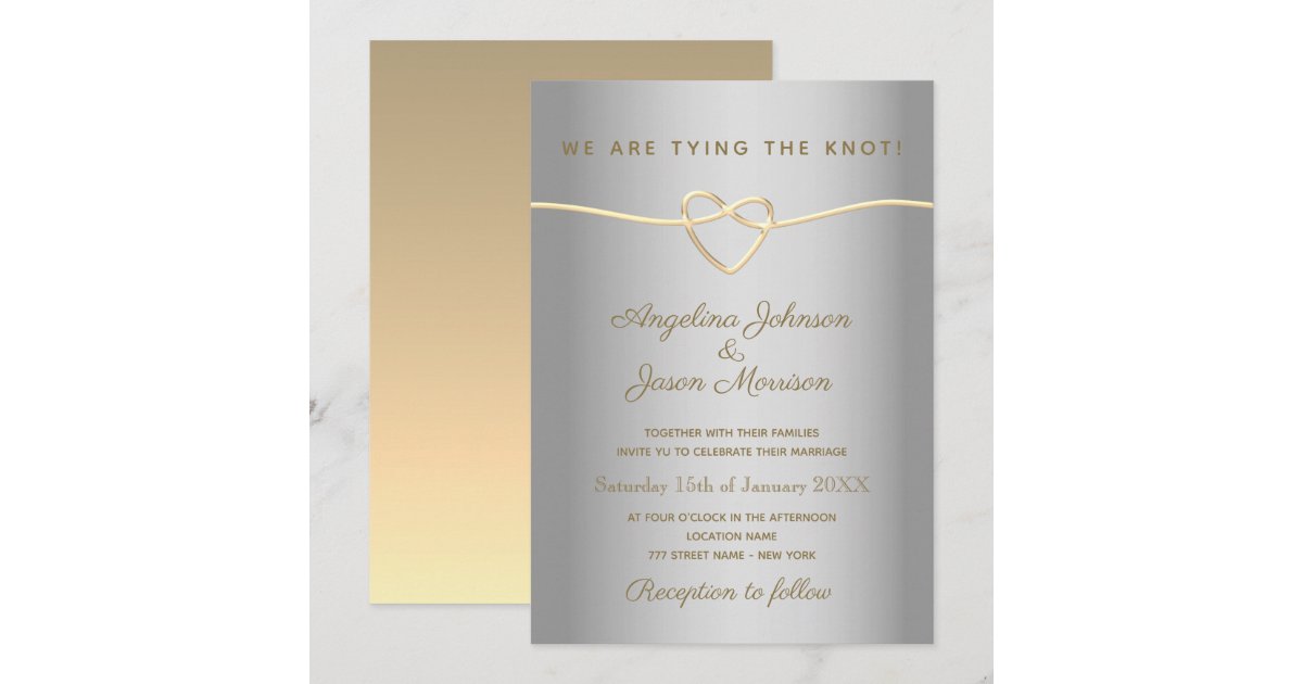 Simple Silver And Gold Wedding Invitation | Zazzle